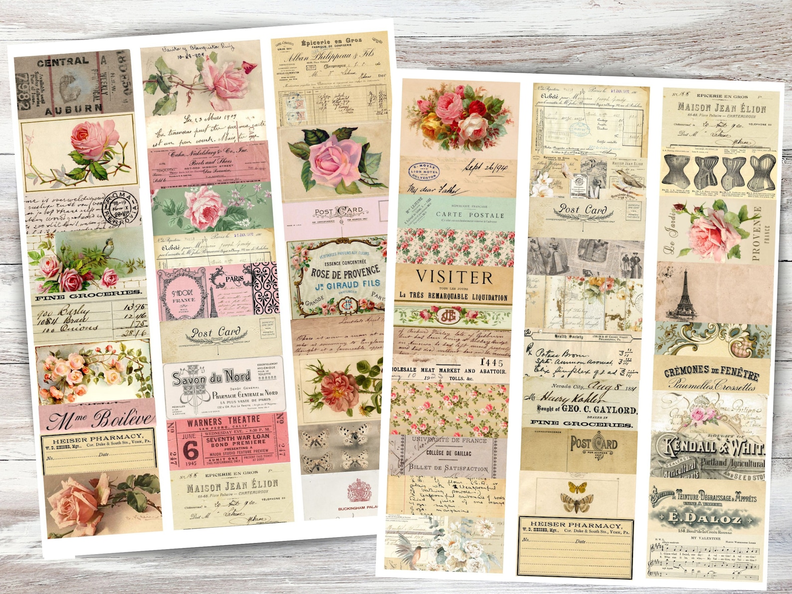 PETITE PAPER STRIPS Digital Download, Vintage Ephemera Tags for Junk ...