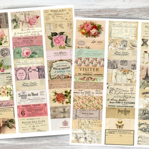 PETITE PAPER STRIPS Digital Download, Vintage Ephemera Tags for Junk ...