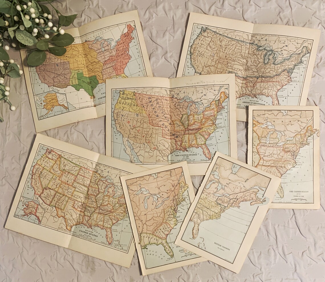 7 Antique Maps Circa 1885 From A History of the United States - Etsy