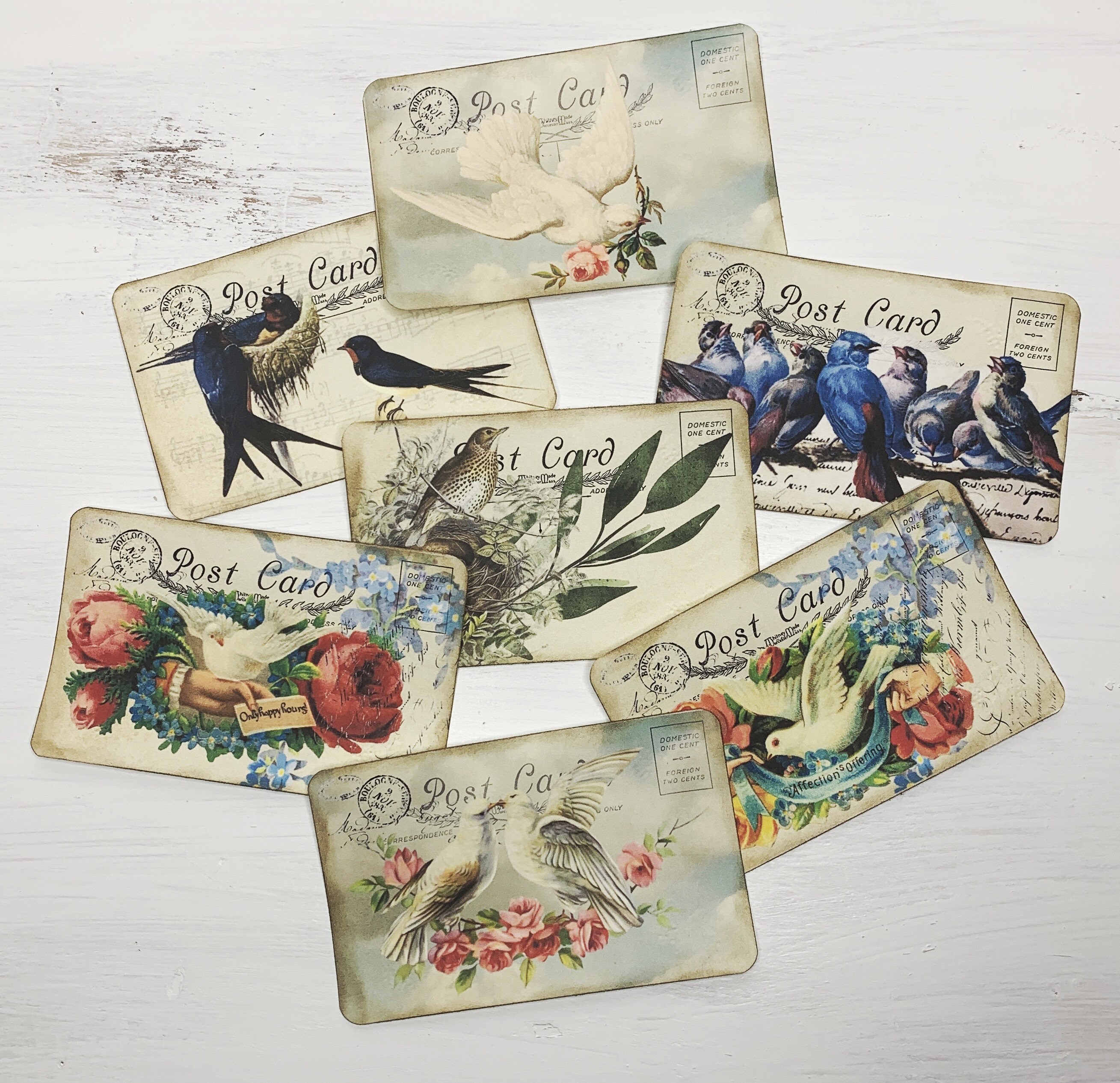 BIRD POSTCARDS Digital Download, 20 Vintage Printable Postcards for ...