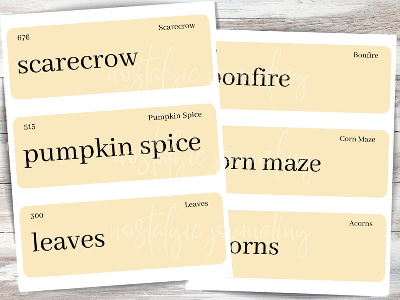 FALL FLASHCARDS Digital Download, 12 Large Vintage Inspired Word ...