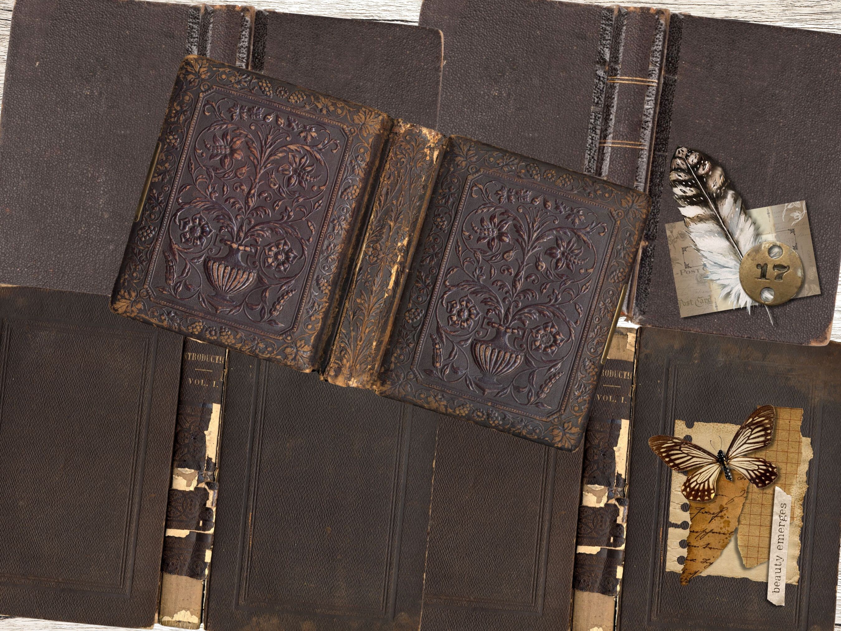 Printable JOURNAL COVERS, 25 Vintage Book Covers for Junk Journaling ...