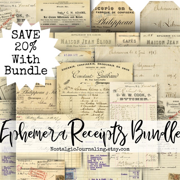 Receipt Template Receipts Invoice Vintage - Etsy