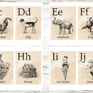 Vintage ABC FLASHCARDS Digital Download, 21 Pages of Printable Alphabet ...