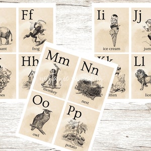Vintage ABC FLASHCARDS Digital Download, 21 Pages of Printable Alphabet ...
