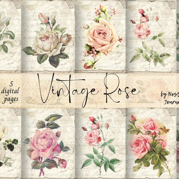 Vintage Rose Paper - Etsy