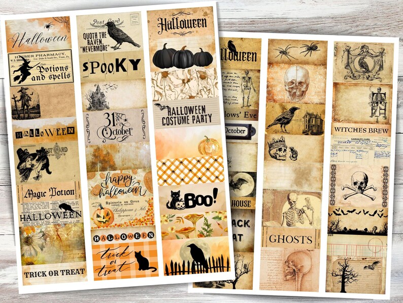 Halloween Snippets Digital Download, Vintage Printable Spooky HALLOWEEN ...