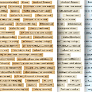 SPRING PHRASES Digital Words, Printable Junk Journaling Words, Collage ...