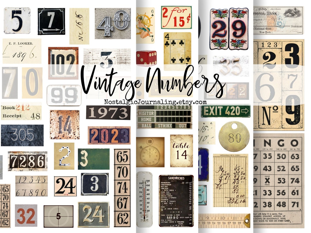 VINTAGE NUMBERS Digital Ephemera Junk Journal Download, Printable ...
