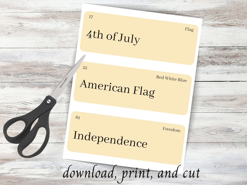 PATRIOTIC FLASHCARDS Digital Download, 12 Large Vintage Inspired Word ...