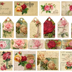 HISTORIC ROSE Tags Digital Download, Printable Snippets Kit for Junk ...