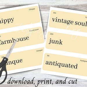 VINTAGE FLASHCARDS Digital Download, Large Vintage Inspired Word ...