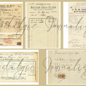 VINTAGE RECEIPTS Digital Download, 11 Pgs of Printable Vintage Receipts ...