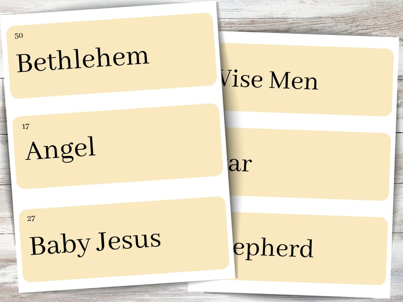 NATIVITY FLASHCARDS Digital Download, 12 Large Vintage Inspired Word ...