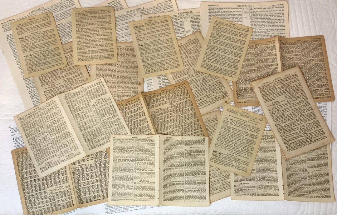 Vintage BIBLE PAGES, 30 Pc Ephemera Pack for Junk Journals, Paper ...