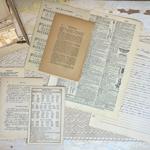 PAPER BUNDLE 50 Pc Vintage, Genuine Old Ephemera, Book Pages, Sheet ...
