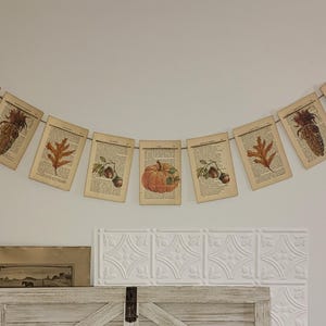 FALL BANNER, Handmade Vintage Book Page Banner Bunting, Autumn ...