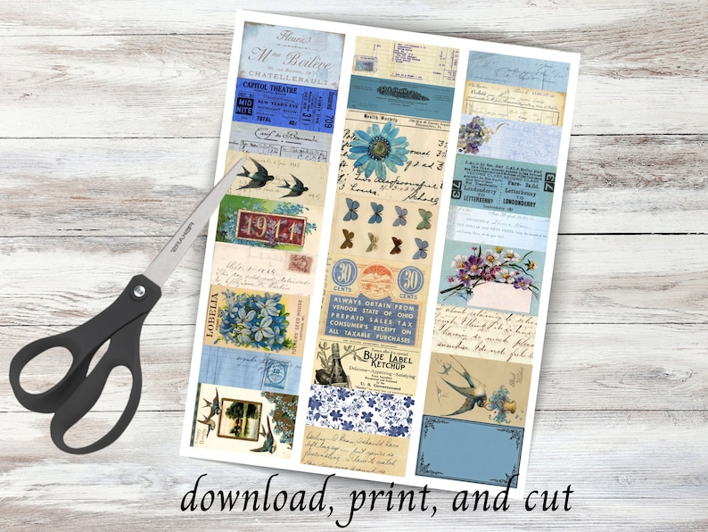 PETITE PAPER STRIPS Digital Download, Vintage Ephemera Tags for Junk ...