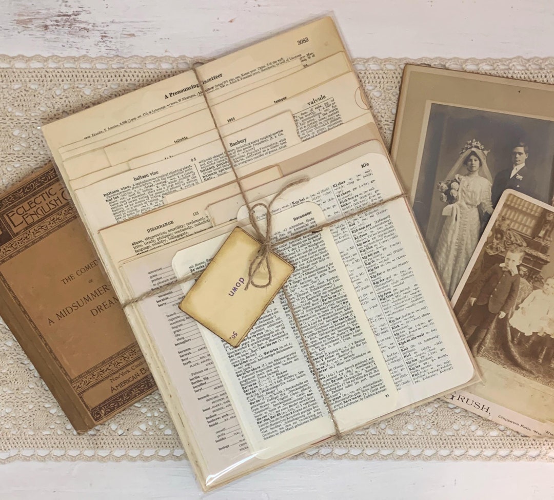 PAPER BUNDLE, 80 Pc Vintage Dictionary Pages, 1930's to 1950's ...