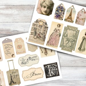 FRENCH FLAIR Pockets & Tags, Digital Ephemera Junk Journal Download ...