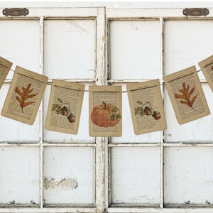 FALL BANNER, Handmade Vintage Book Page Banner Bunting, Autumn ...
