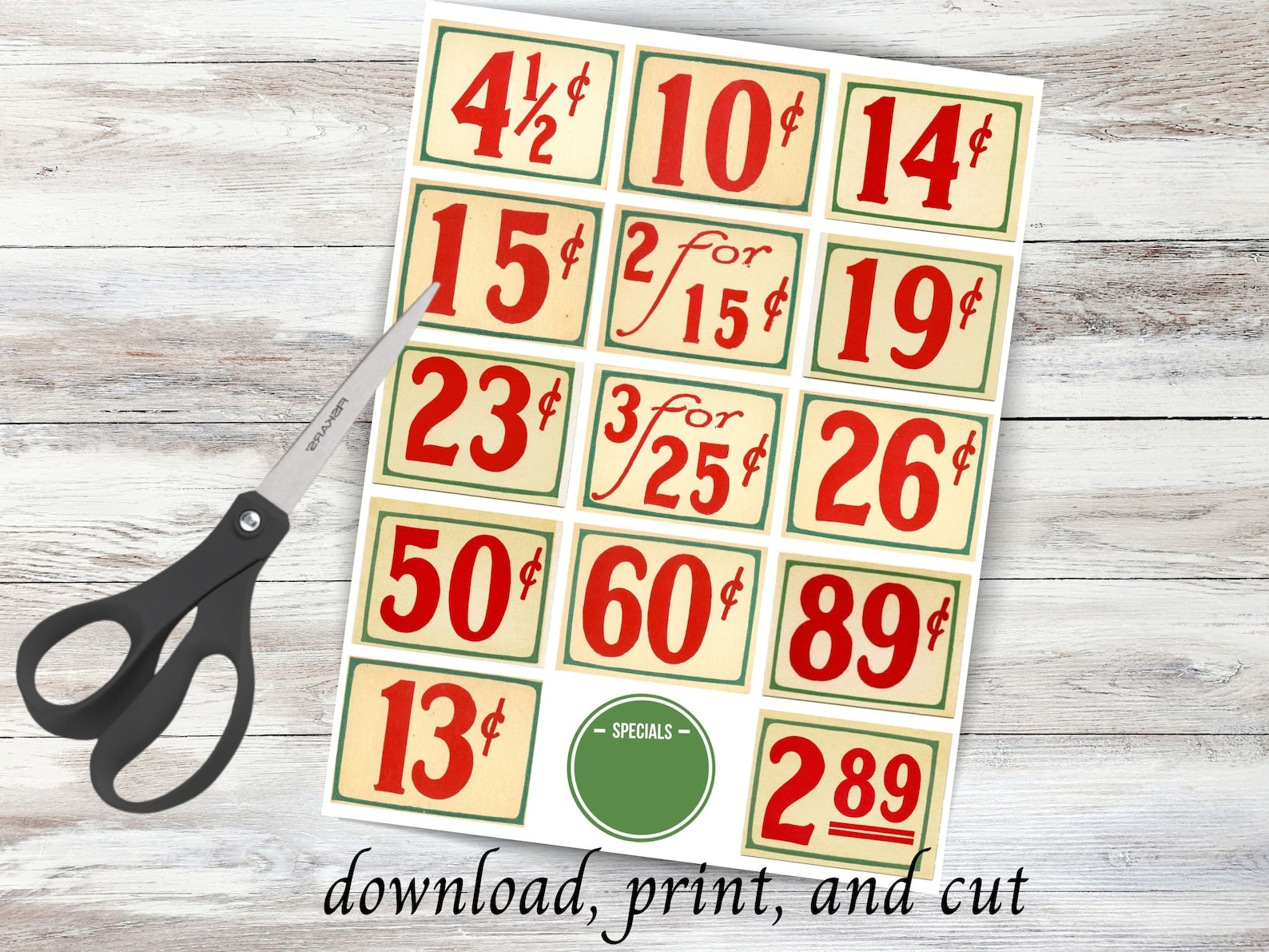OLD PRICE TAGS Digital Download, Ephemera Junk Journal Tags, Vintage ...