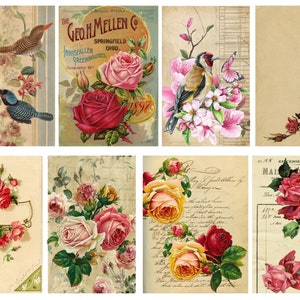 HISTORIC ROSE Tags Digital Download, Printable Snippets Kit for Junk ...