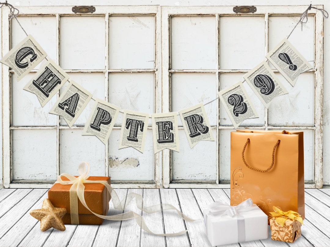 CHAPTER BANNER, Vintage Book Page Banner, Birthday Party Decoration ...