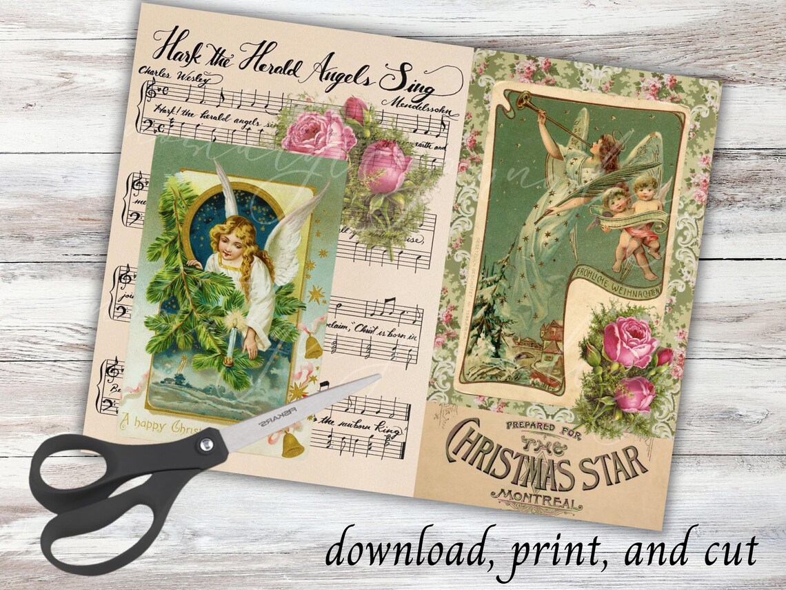 ANGELS OF CHRISTMAS Digital Download Paper Collection for Junk Journals ...