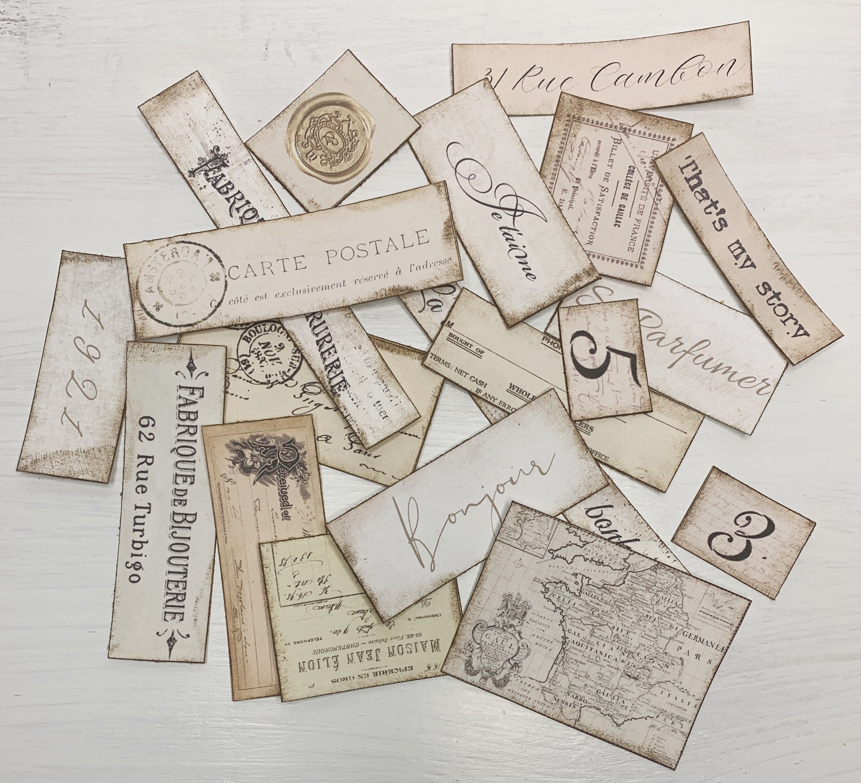 FRENCH FLAIR Snippets Digital Download, Ephemera Junk Journal Fussy ...