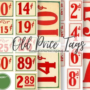 OLD PRICE TAGS Digital Download, Ephemera Junk Journal Tags, Vintage ...