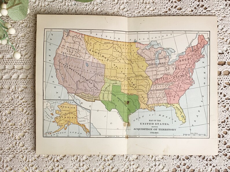 7 Antique Maps Circa 1885 From A History of the United States - Etsy