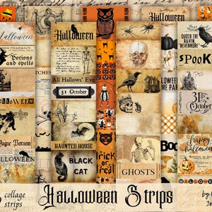 Halloween Snippets Digital Download, Vintage Printable Spooky HALLOWEEN ...