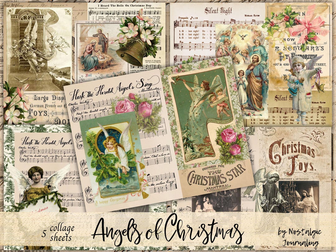 ANGELS OF CHRISTMAS Digital Download Paper Collection for Junk Journals ...