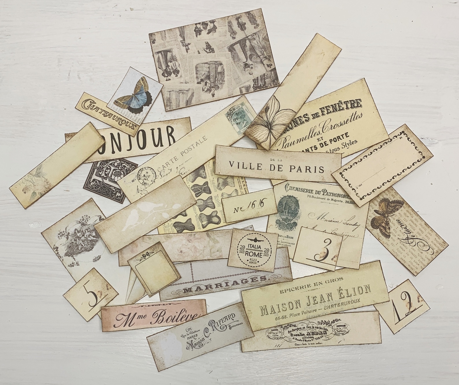 FRENCH FLAIR Snippets Digital Download, Ephemera Junk Journal Fussy ...