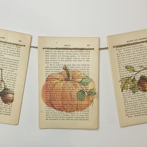 FALL BANNER, Handmade Vintage Book Page Banner Bunting, Autumn ...