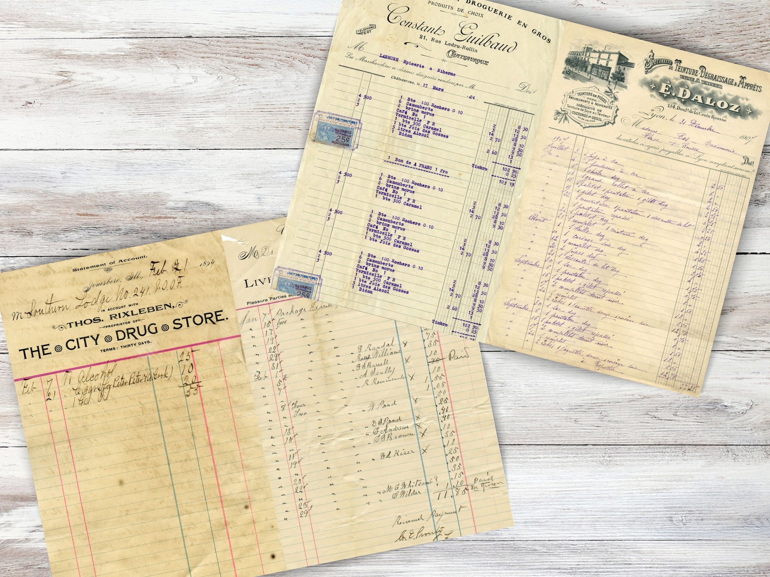 VINTAGE EPHEMERA RECEIPTS Digital Download Kit, 7 Pages of Printable ...