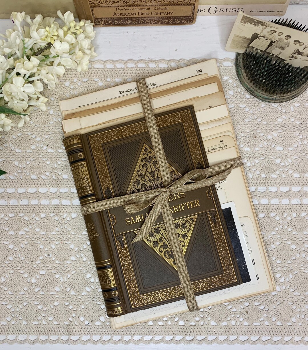 Junk Journal Starter Kit, Antique Journal Cover and Genuine Antique ...