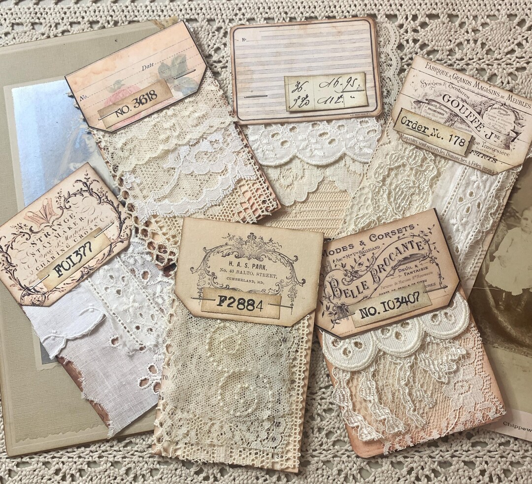 SAMPLE CARDS, 6 Handmade Vintage Lace and Fabric Sample Cards, Old ...