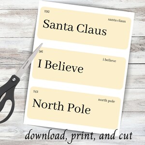 SANTA FLASHCARDS Digital Download, 12 Large Vintage Inspired Word ...