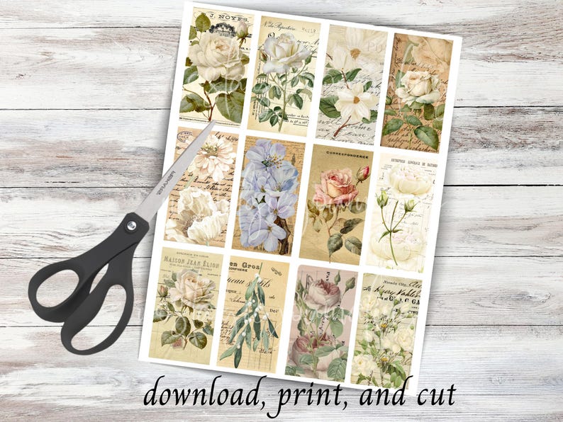 FLOWER GARDEN Digital Download, Vintage Printable Flower Tags for Junk ...