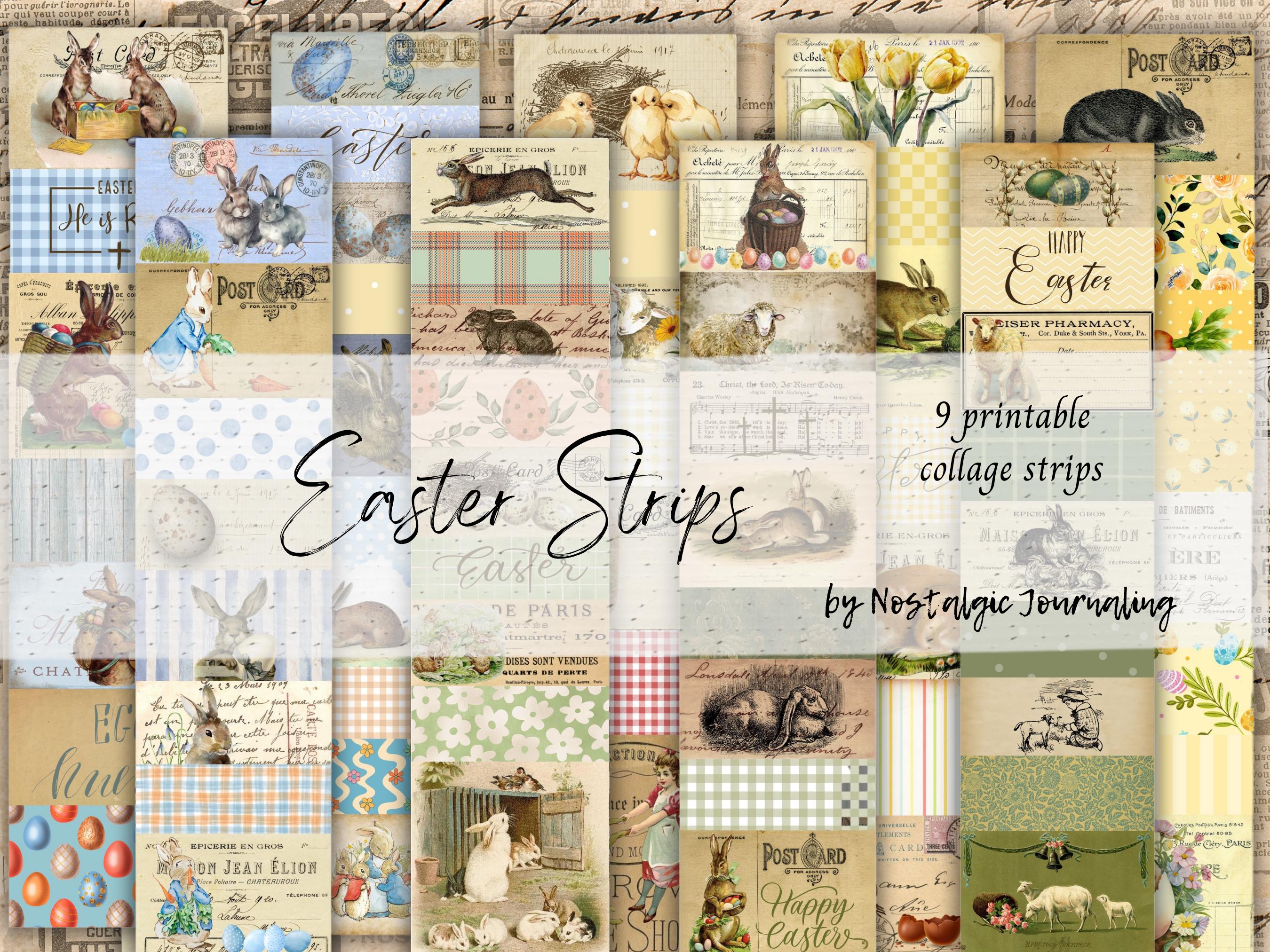 Printable EASTER STRIPS, Vintage Ephemera Digital Download for Junk ...