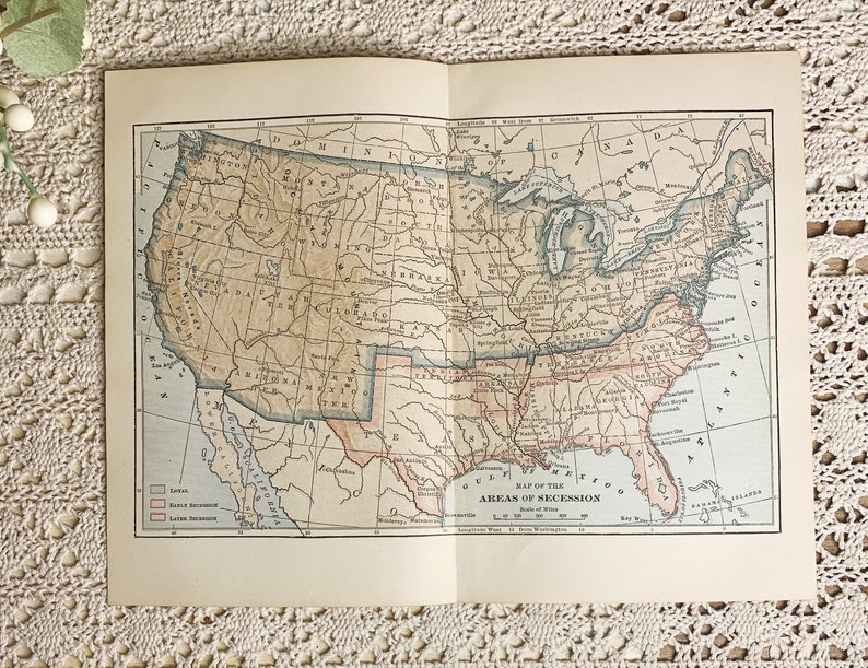 7 Antique Maps Circa 1885 From A History of the United States - Etsy