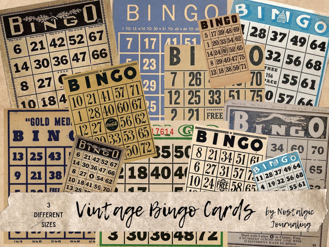 BINGO CARDS Digital Download, 34 Vintage Printable Assorted Bingo Game ...