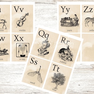 Vintage ABC FLASHCARDS Digital Download, 21 Pages of Printable Alphabet ...