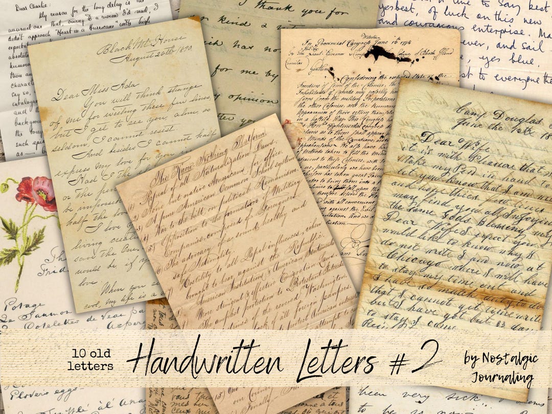 Ephemera for Junk Journals, HANDWRITTEN LETTERS Digital Download, 10 ...
