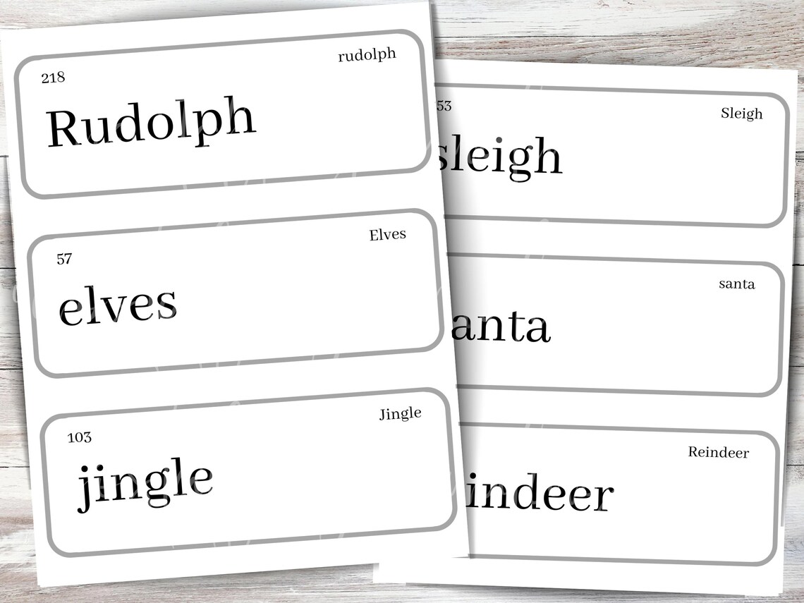 CHRISTMAS FLASHCARDS Digital Download, 12 Large Printable Vintage ...