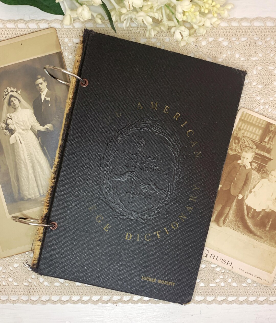 Journal Cover, Vintage 1940's Black Cloth Embossed Junk Journal ...