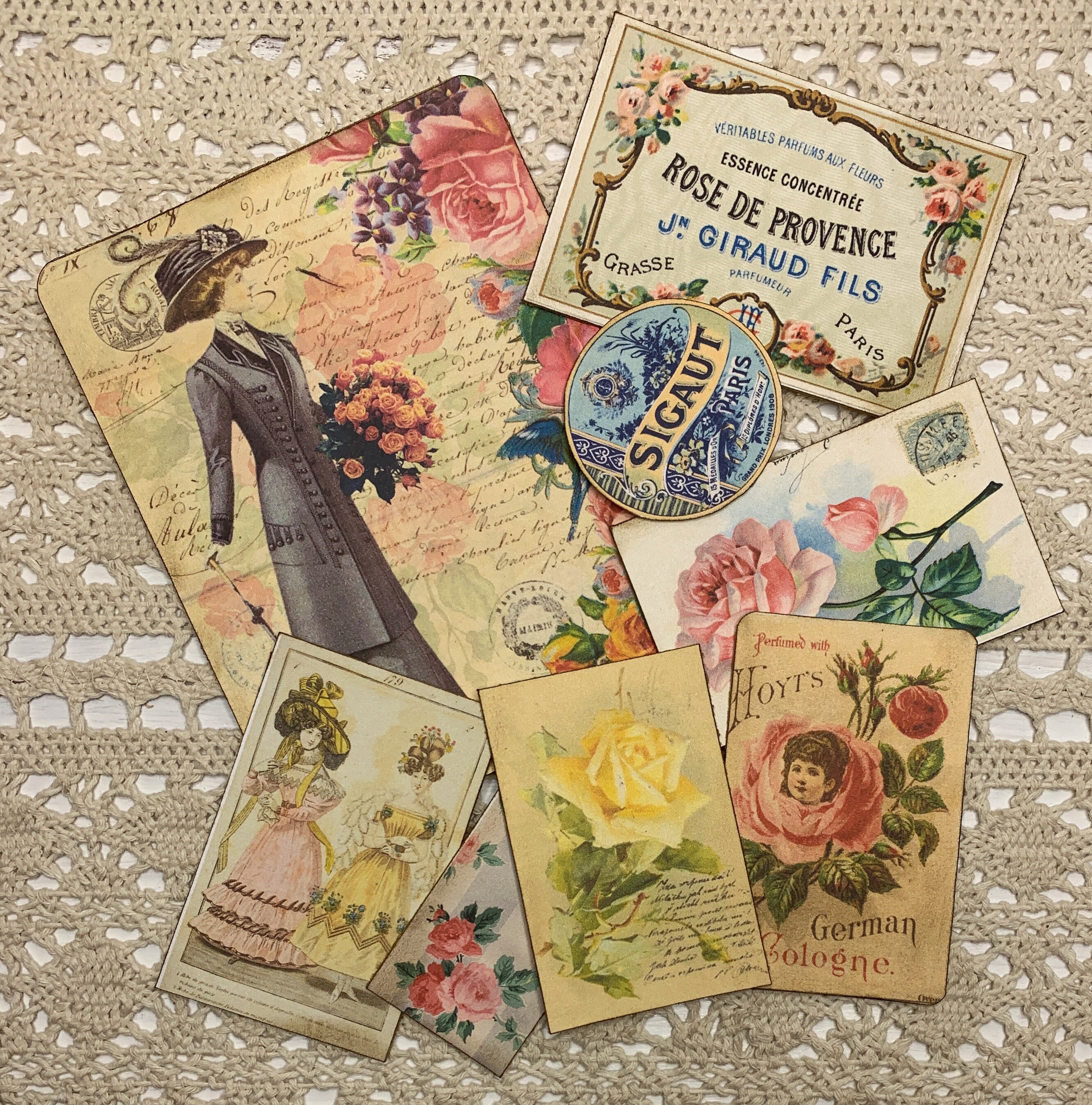 FRENCH ROSE COUTURE Snippets Digital Download, Printable Victorian Tags ...