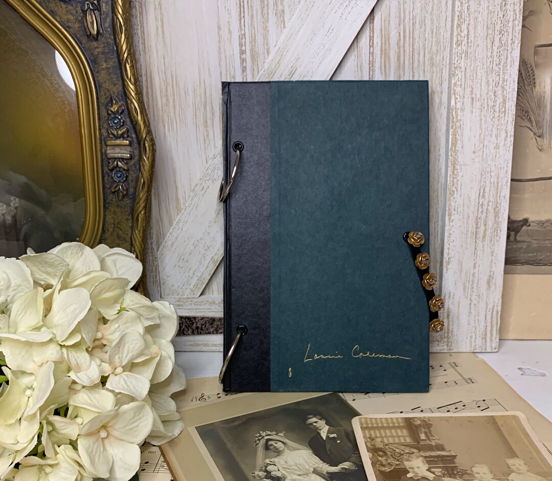 Journal Cover, Vintage Dark Green Junk Journal Book Cover, Hardcover W ...